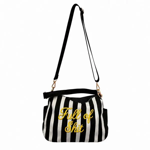 LILLY LOVES Full Of Shit Stripe Shoulder Bag