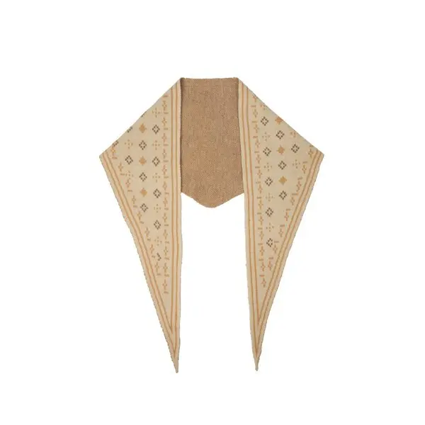 Saachi Foulard Knit Triangle Cream Scarf