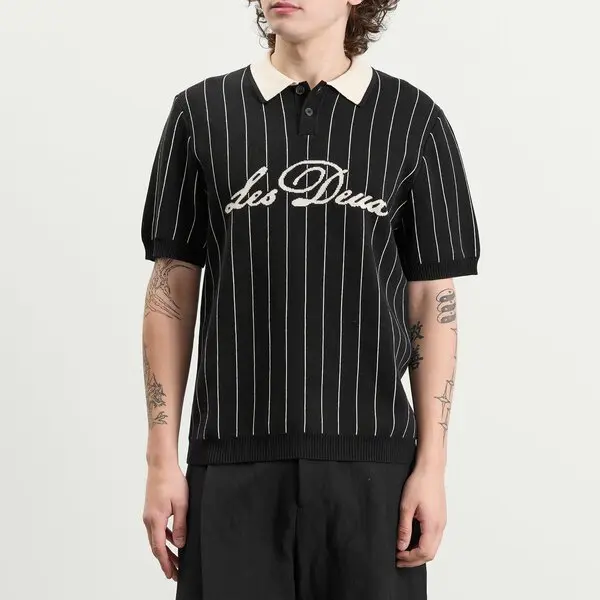 LES DEUX Pinstripe Knitted Polo