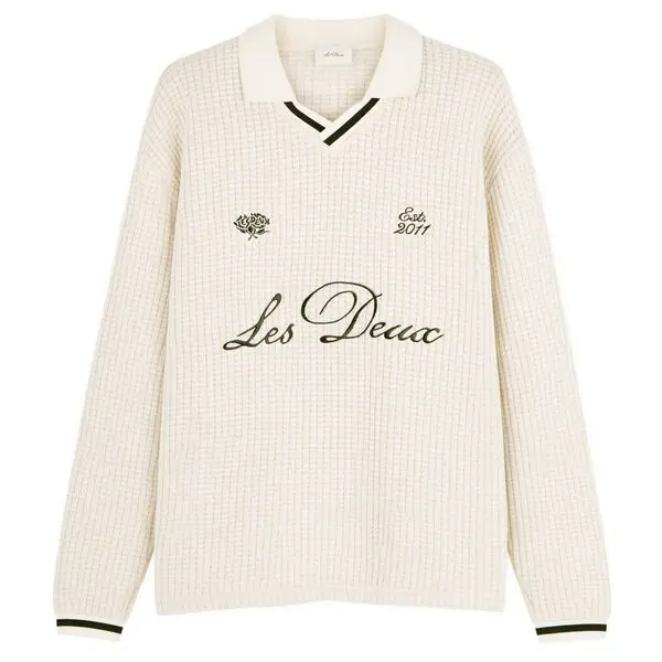 LES DEUX Waffle Long Sleeve Football Jersey - Ivory