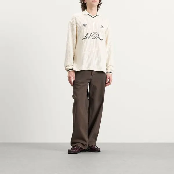 LES DEUX Waffle Long Sleeve Football Jersey - Ivory