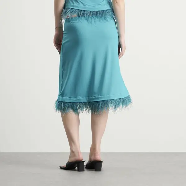 HOSBJERG Esme Feather Trim Midi Skirt