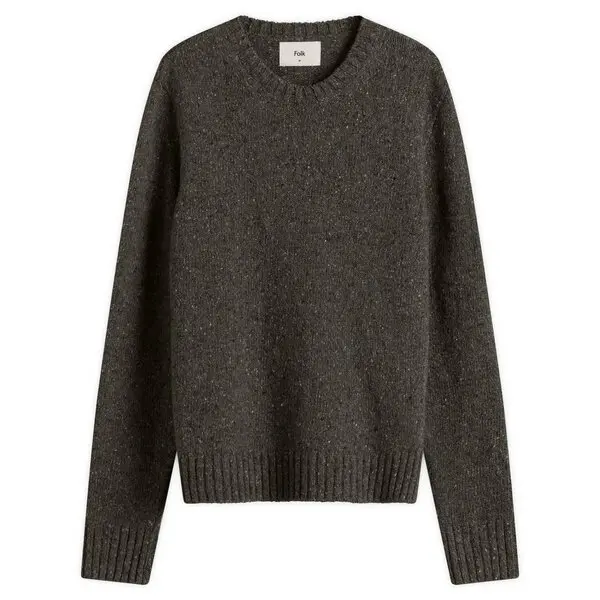 Folk Chain Crew Jumper - Dark Olive