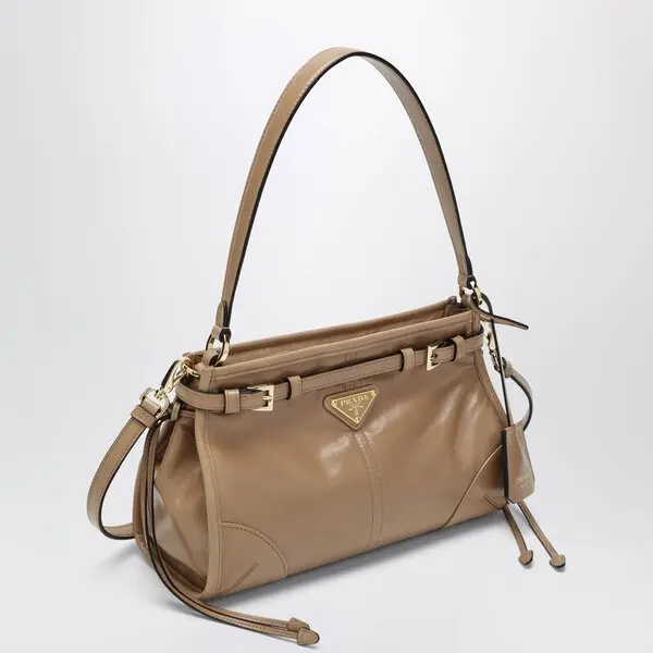 Prada Small Bonnie Top-handle Bag In Cameo Calf Leather