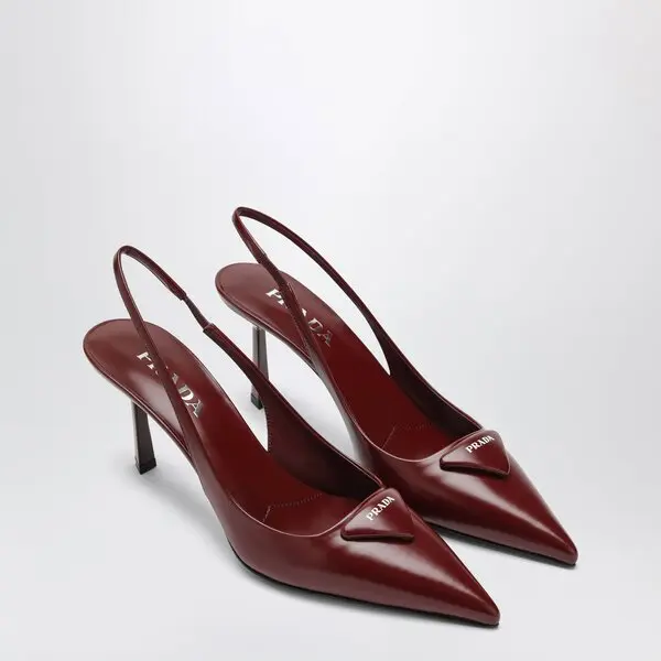 Prada Brushed Leather Slingback Pumps In Purple