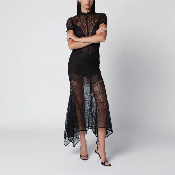 Attico Lace High Neck Midi Dress