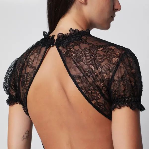 Attico Lace High Neck Midi Dress