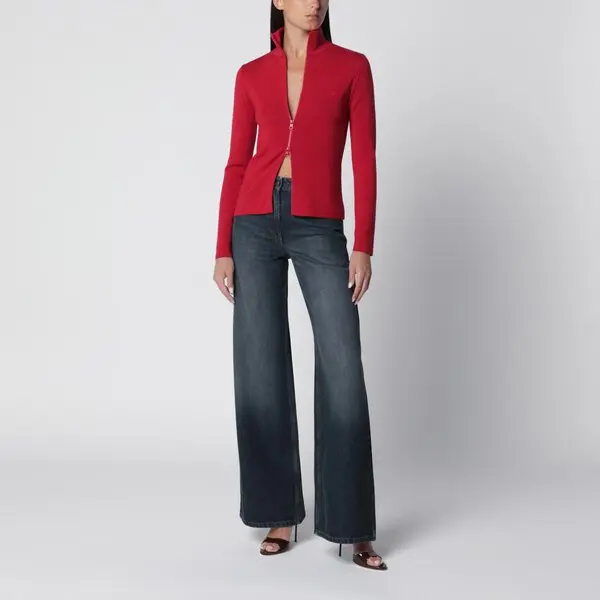 COURREGES High-neck Zip-up Merino Wool Cardigan