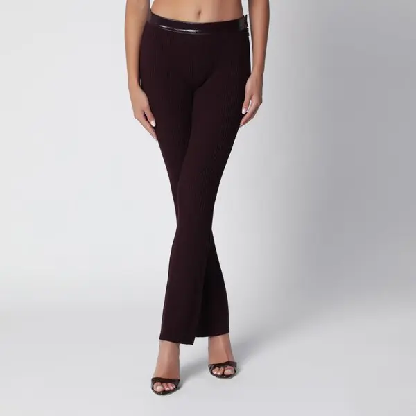 COURREGES Straight-leg Trousers In Ribbed Knit - Burgundy