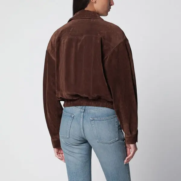 Saint Laurent Vintage Suede Leather Jacket In Ebony