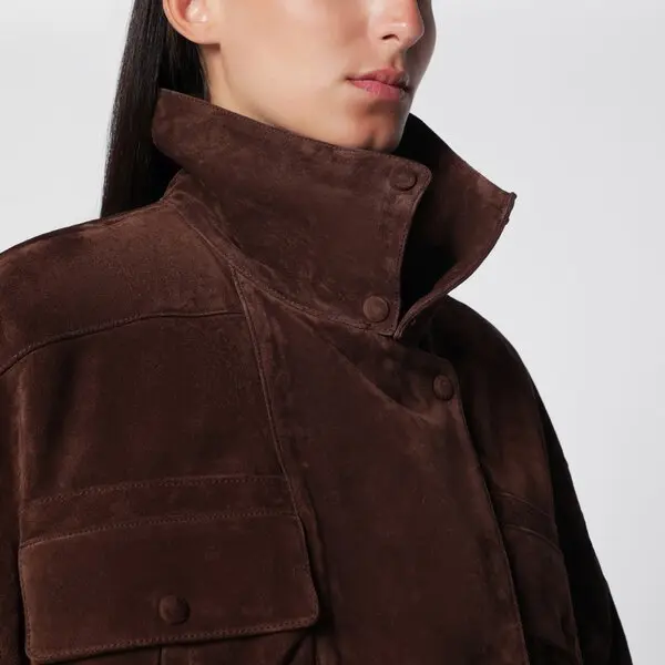 Saint Laurent Vintage Suede Leather Jacket In Ebony