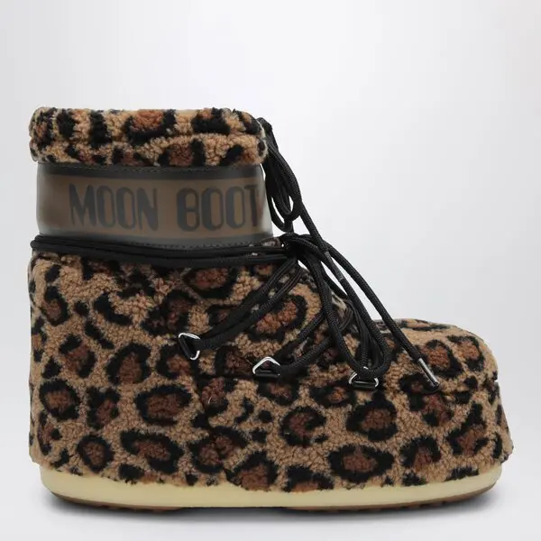 Moon Boot Icon Low Fleece Leopard Boots - Brown