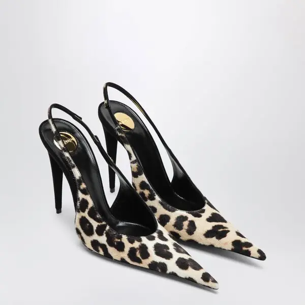 Saint Laurent Guermantes Leopard-print Slingback Pumps - Black