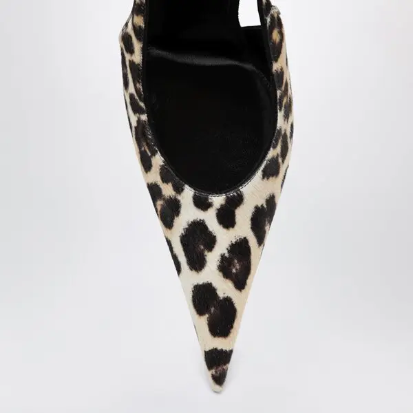 Saint Laurent Guermantes Leopard-print Slingback Pumps - Black