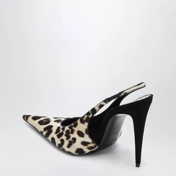 Saint Laurent Guermantes Leopard-print Slingback Pumps - Black