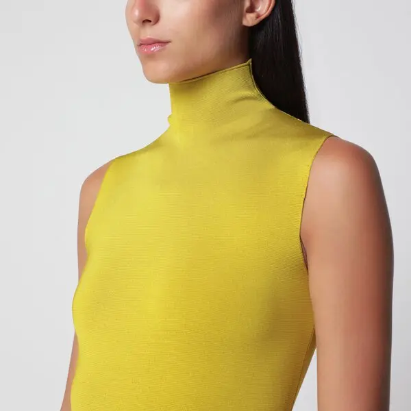 Alaïa Lime Pleated Knit Maxi Dress