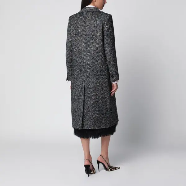 Tagliatore Single-breasted Herringbone Coat In Wool Blend