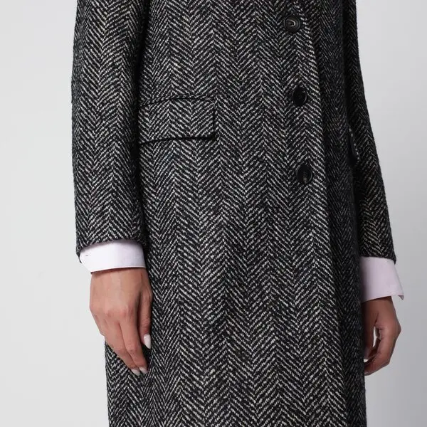 Tagliatore Single-breasted Herringbone Coat In Wool Blend