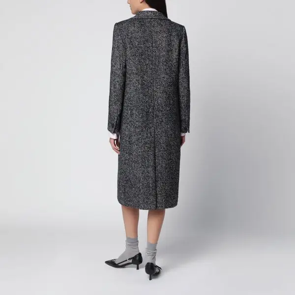 Tagliatore Single-breasted Herringbone Coat In Wool Blend