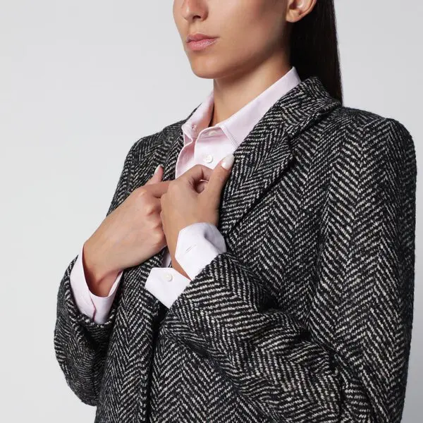Tagliatore Single-breasted Herringbone Coat In Wool Blend