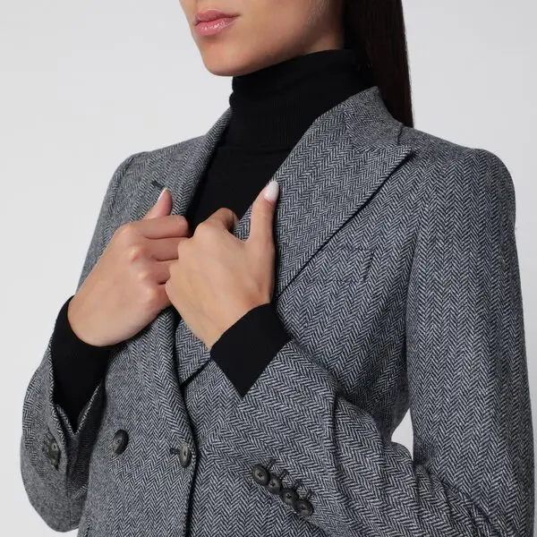 Tagliatore Double-breasted Herringbone Wool And Cashmere Jacket