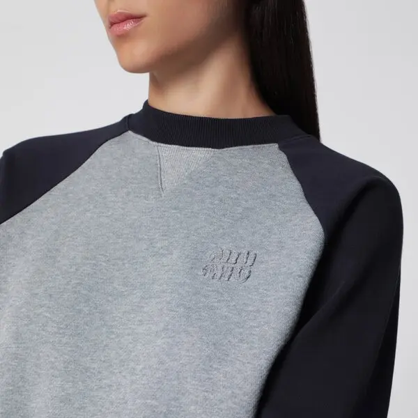 Miu Miu Cotton Colour-blocked Crewneck Sweatshirt