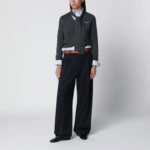 Miu Miu Anthracite Wool Cardigan - Grey