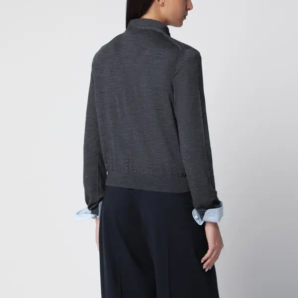 Miu Miu Anthracite Wool Cardigan - Grey