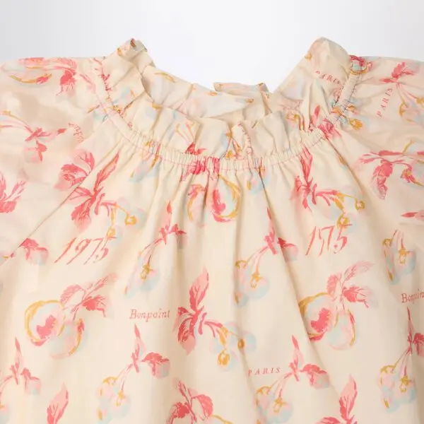 Bonpoint Sidwell Dress In Ecru With Print In Organic Cotton