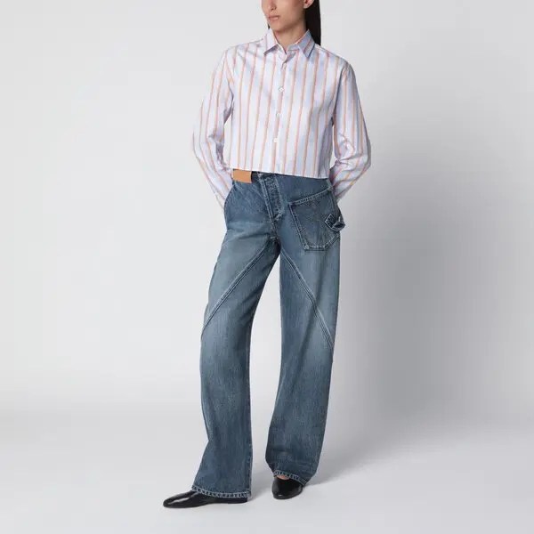 JW Anderson Cropped Striped Cotton Shirt