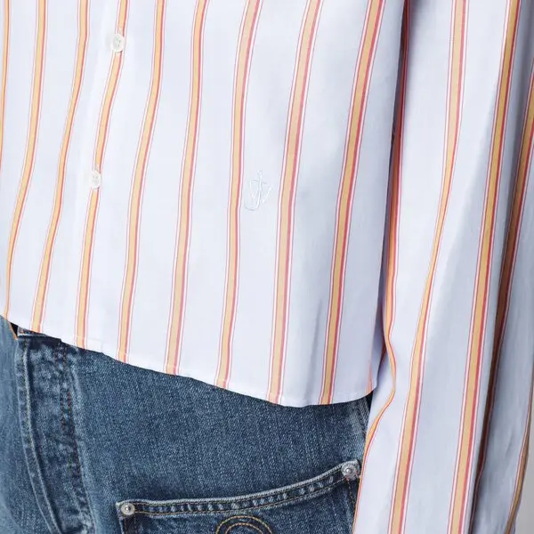 JW Anderson Cropped Striped Cotton Shirt
