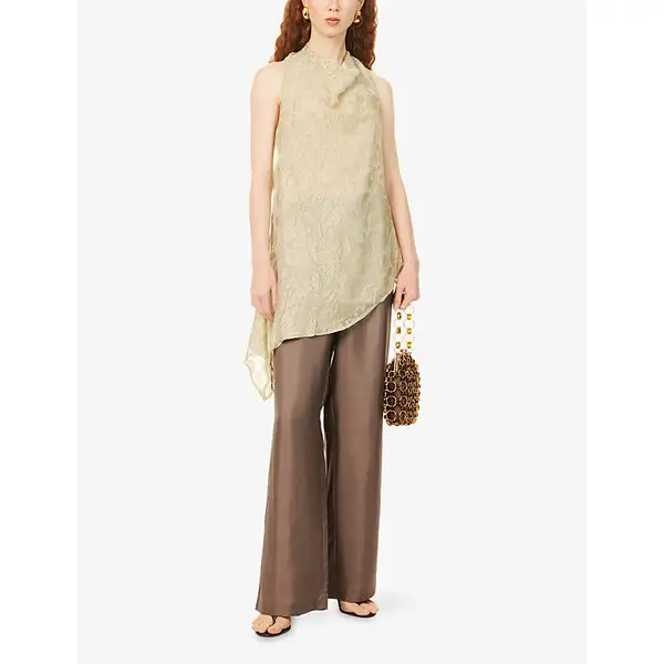 PRETTY LAVISH Inca Halter-neck Woven Jacquard Top
