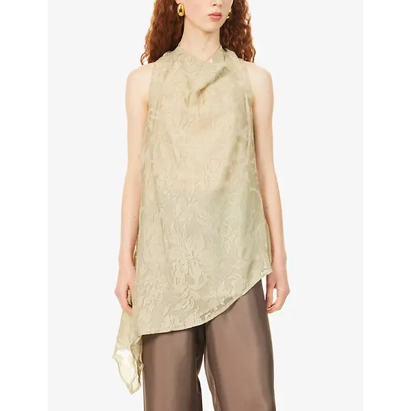 PRETTY LAVISH Inca Halter-neck Woven Jacquard Top
