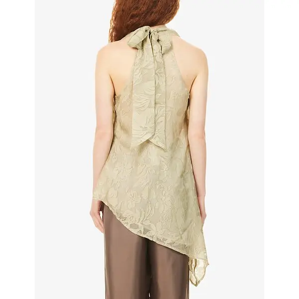PRETTY LAVISH Inca Halter-neck Woven Jacquard Top