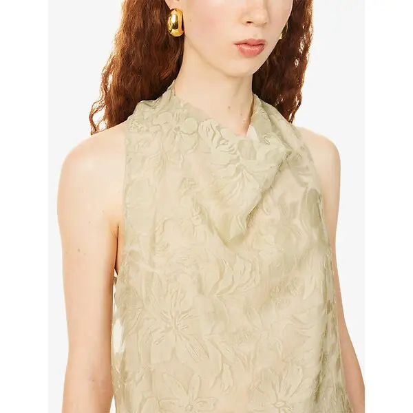 PRETTY LAVISH Inca Halter-neck Woven Jacquard Top