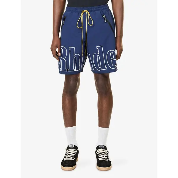 Rhude Logo Ripstop Nylon Shorts - Navy