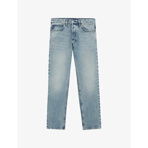 Hugo Faded Tapered-leg Stretch-denim Jeans - Medium Blue