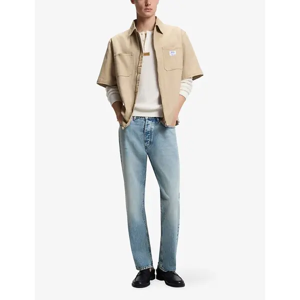 Hugo Faded Tapered-leg Stretch-denim Jeans - Medium Blue