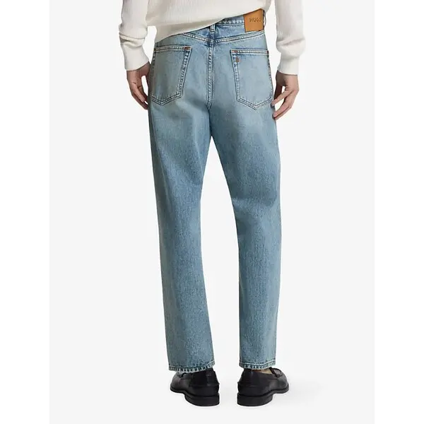 Hugo Faded Tapered-leg Stretch-denim Jeans - Medium Blue