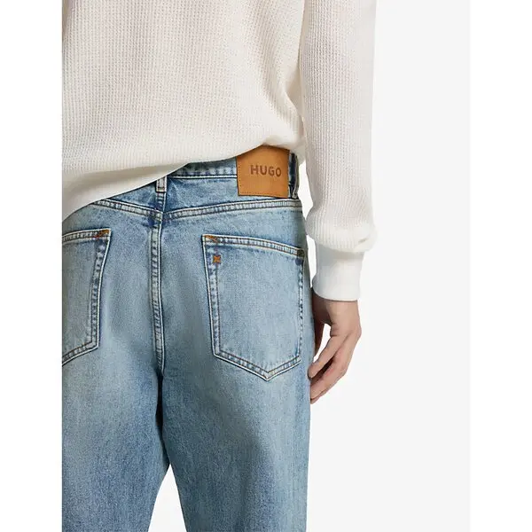 Hugo Faded Tapered-leg Stretch-denim Jeans - Medium Blue