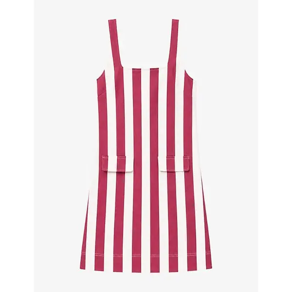 RO&ZO Stripe-pattern Sleeveless Stretch-cotton Mini Dress