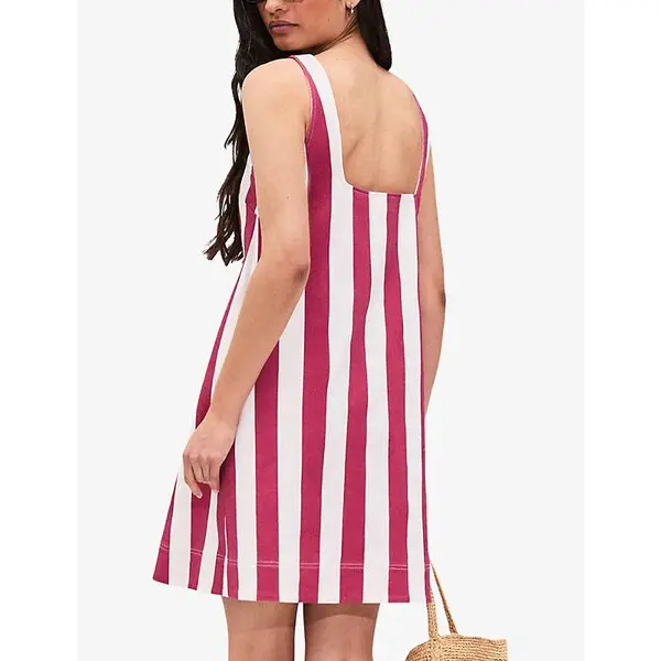 RO&ZO Stripe-pattern Sleeveless Stretch-cotton Mini Dress