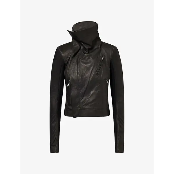 Rick Owens High-neck Biker Leather Jacket