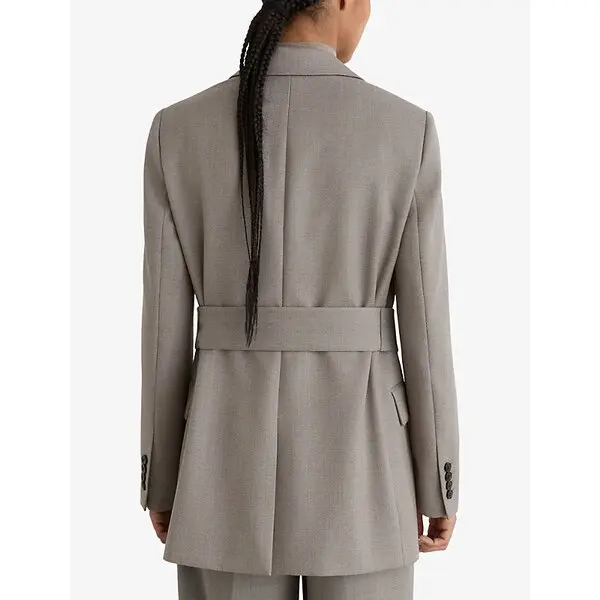 REISS Briony Belted-waist Single-breasted Wool-blend Blazer