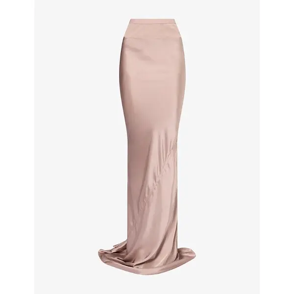 Rick Owens Coda Ribbed-panel Satin Maxi Skirt - Rose