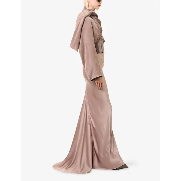 Rick Owens Coda Ribbed-panel Satin Maxi Skirt