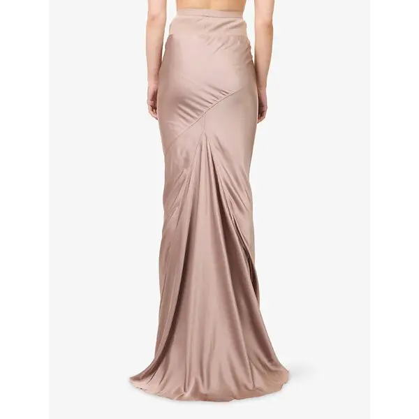 Rick Owens Coda Ribbed-panel Satin Maxi Skirt