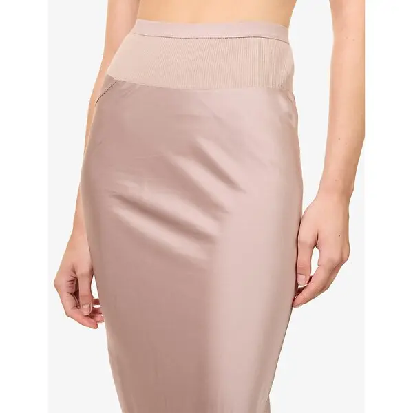 Rick Owens Coda Ribbed-panel Satin Maxi Skirt