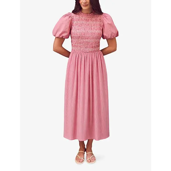 RO&ZO Stripe-pattern Shir Woven Midi Dress