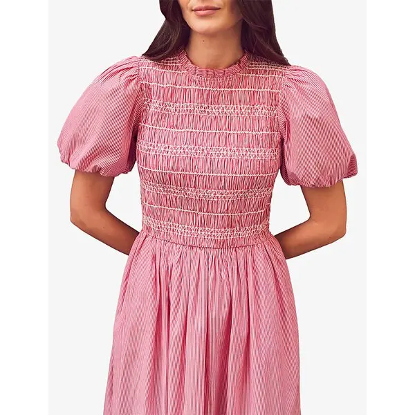 RO&ZO Stripe-pattern Shir Woven Midi Dress